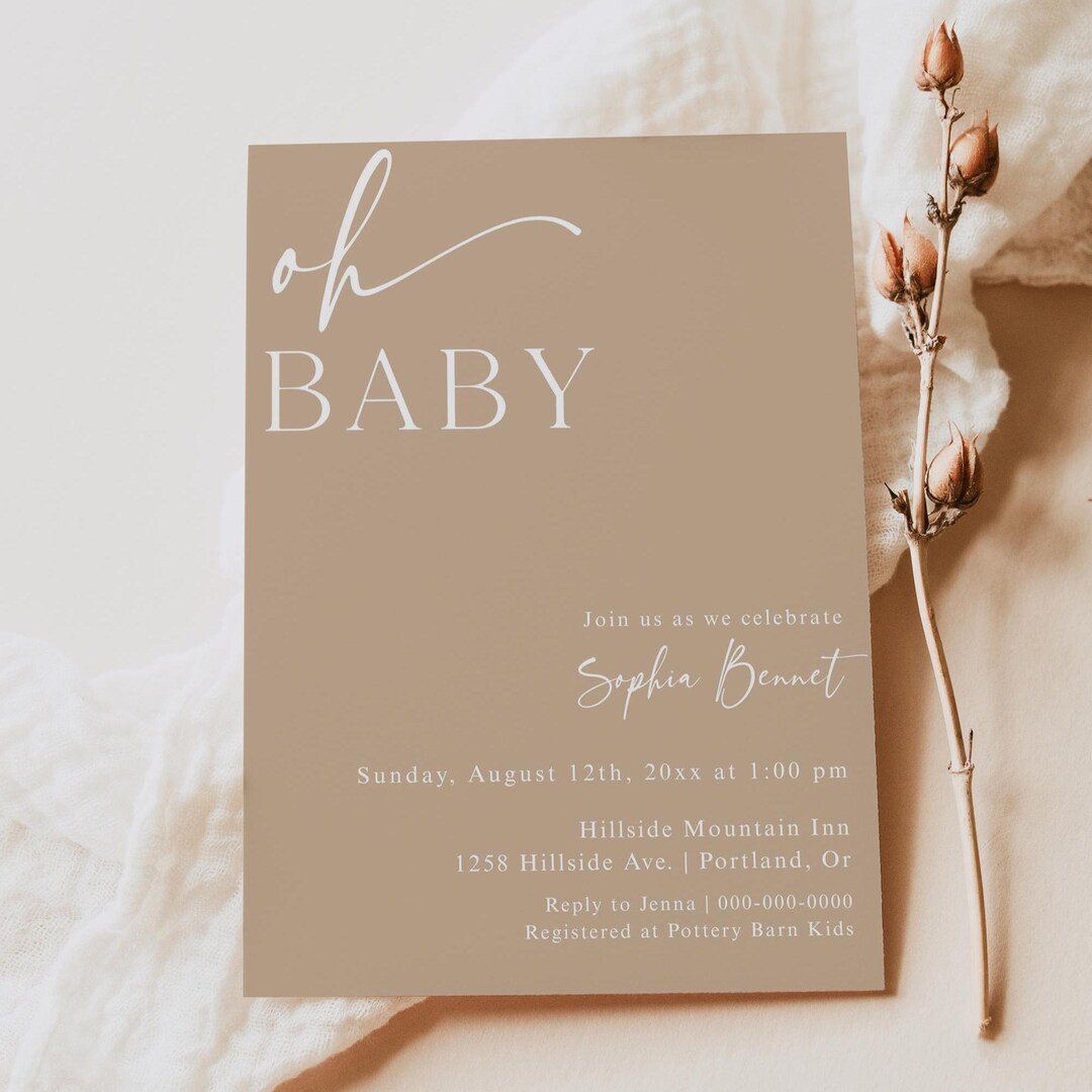 Baby Shower Invitation Template, Printable Minimalist Baby Shower ...