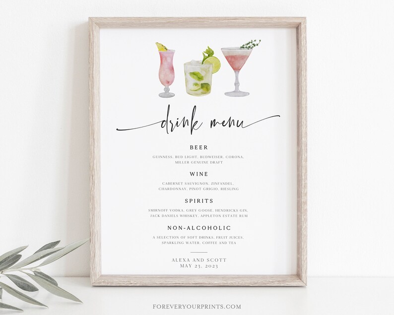 Bar Menu Template Modern Editable Drink Menu Template | Etsy