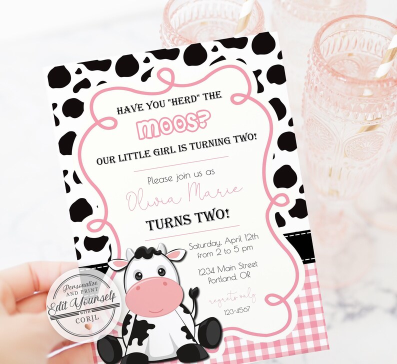 Cow Birthday Invitation Templates Free