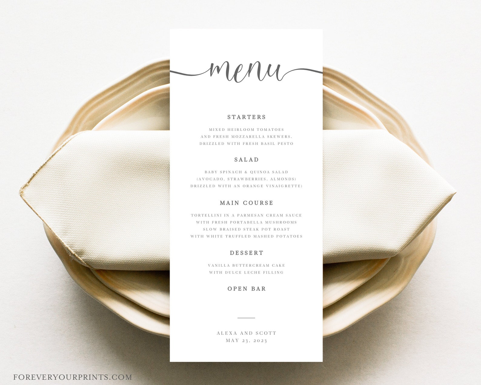 Wedding Menu Template Wedding Table Decor Dinner Menu - Etsy