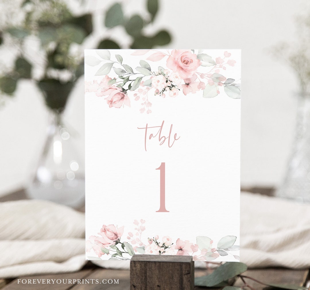 Table Number Card Template, Modern Floral Wedding Table Number ...
