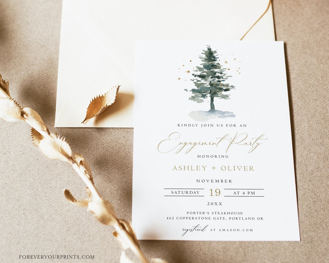Rustic Engagement Party Invitation Template, Winter Engagement Invites ...