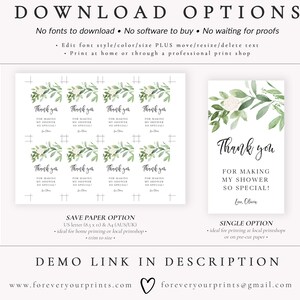 Greenery Thank You Gift Tags Template Printable Favor Tags | Etsy