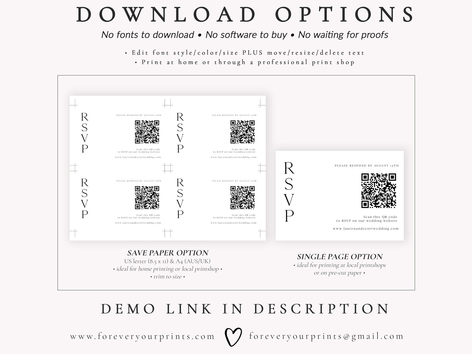 QR Code RSVP Card Template Printable Rsvp Card Modern - Etsy