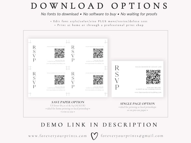 QR Code RSVP Card Template Printable Rsvp Card Modern - Etsy
