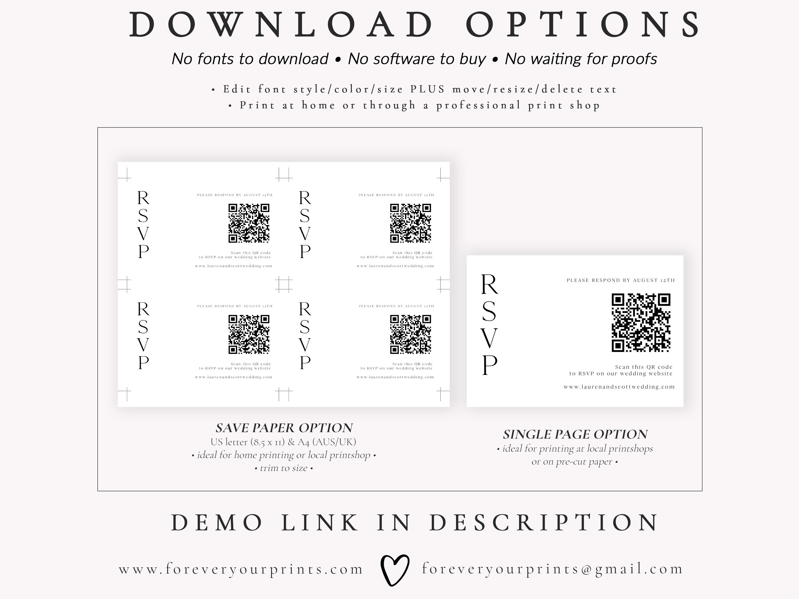 QR Code RSVP Card Template Printable Rsvp Card Modern | Etsy Canada