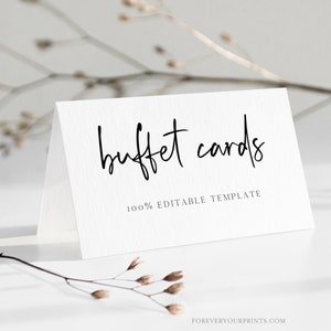 Minimalist Buffet Card Template | Food Label | Modern Wedding Buffet ...