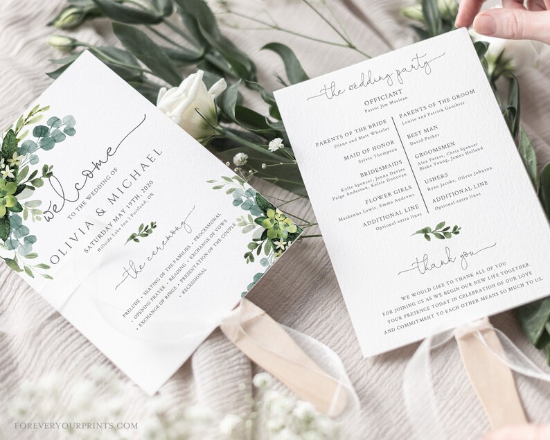 Wedding Program Template Printable Order of Service Ceremony - Etsy