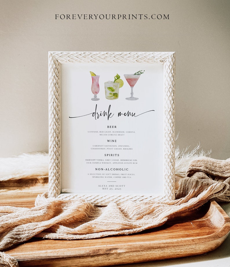 Bar Menu Template Modern Editable Drink Menu Template - Etsy