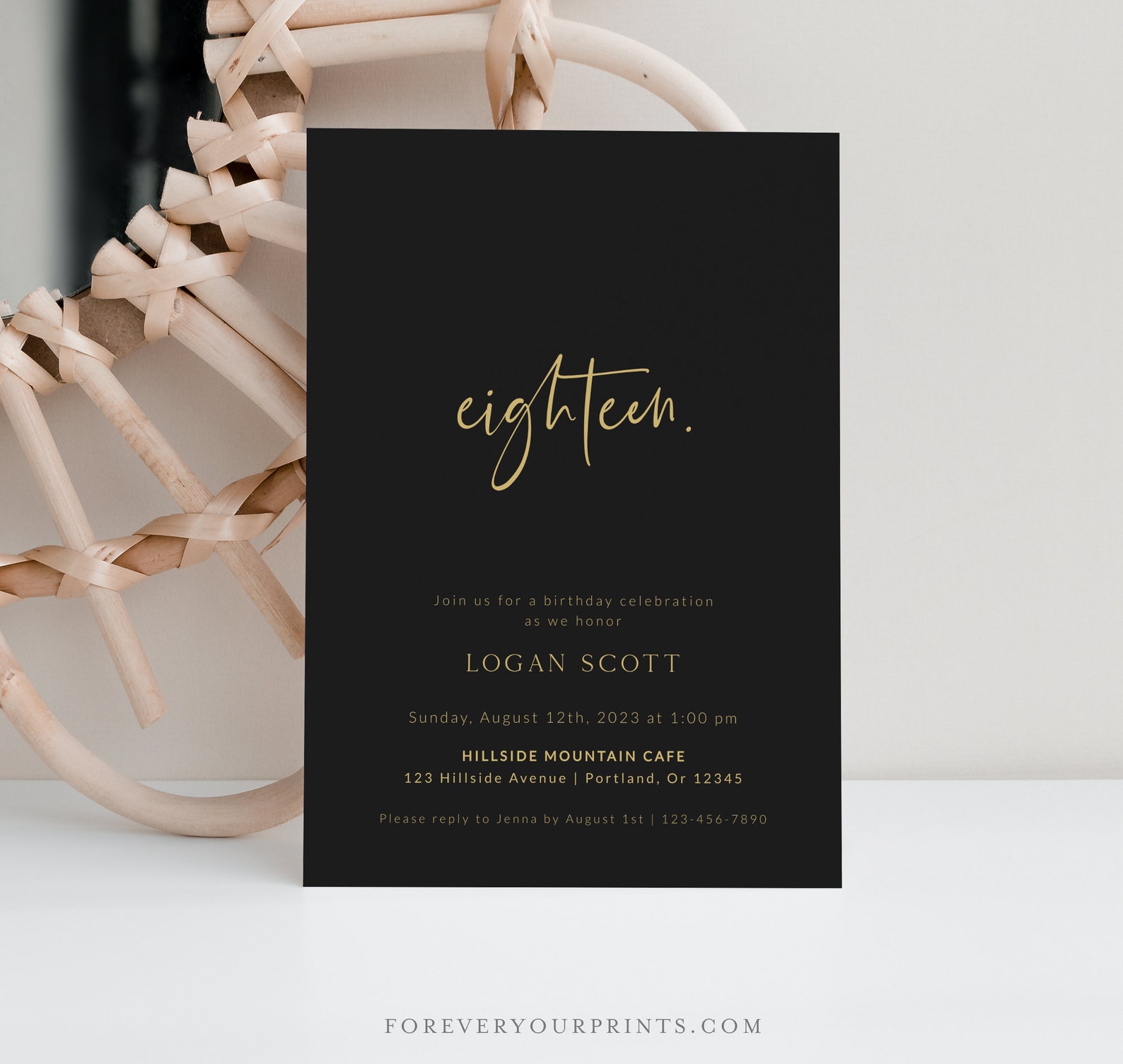 Classic Birthday Invitation Template Minimalist Adult - Etsy