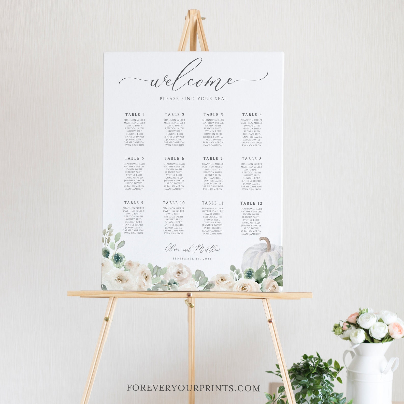 Seating Chart Template Editable & Printable Instant Download - Etsy
