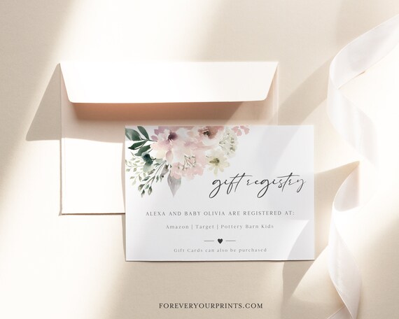 Editable Gift Registry Insert Card, Baby Shower Registry Card ...