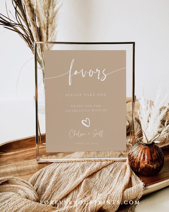 Minimalist Wedding Favors Sign, Boho Wedding Table Sign, Bohemian ...