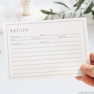 Minimalist Recipe Card Printable, Instant Download, 100% Editable ...