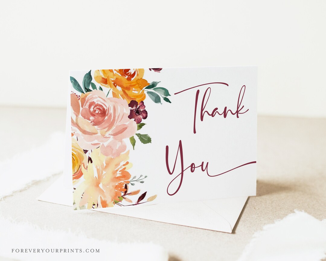Simple Thank You Card Template, Editable Thank You Cards, Rustic ...