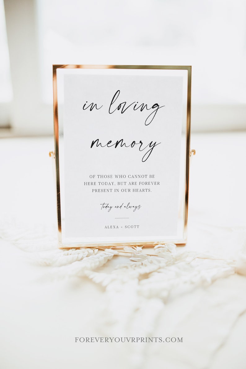 In Loving Memory Sign Printable in Loving Memory Sign for - Etsy
