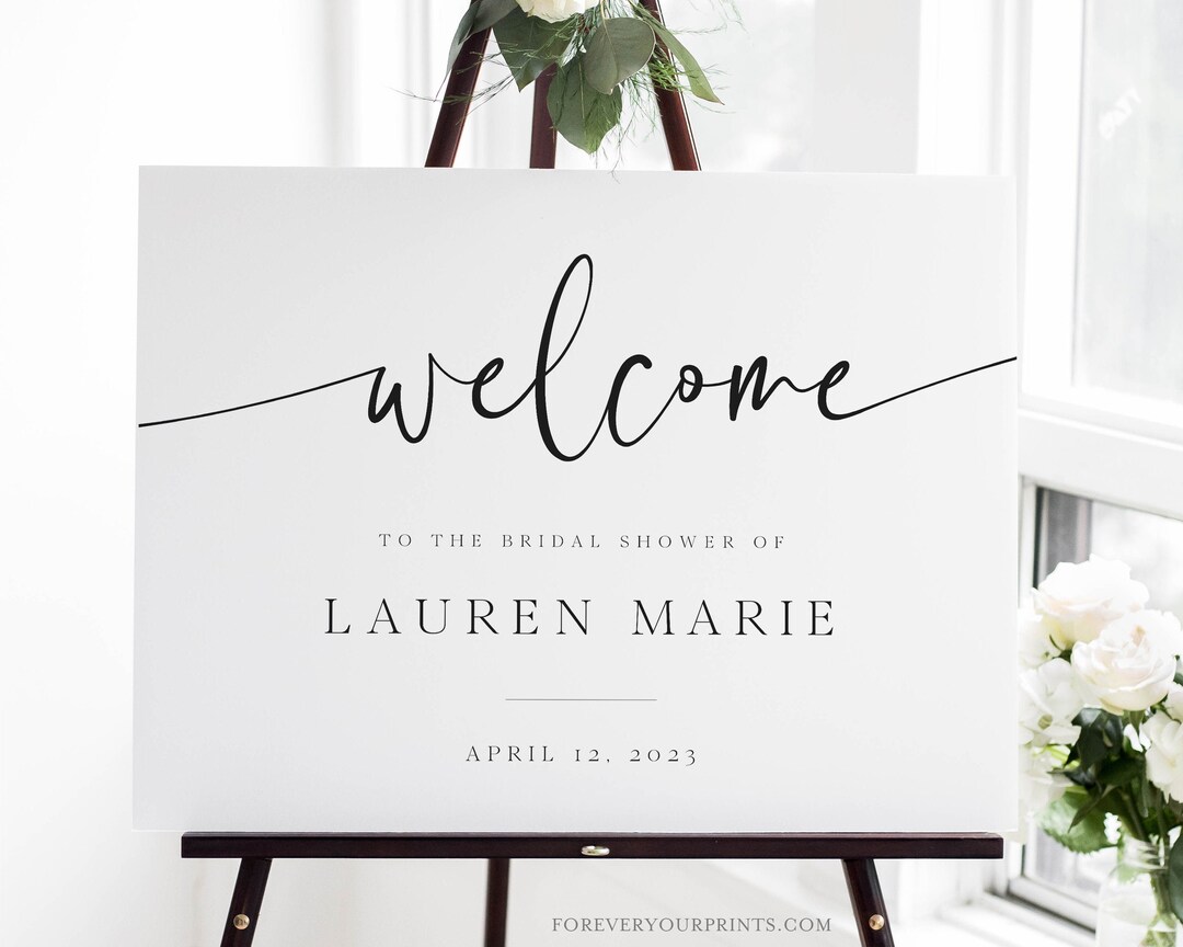 Minimalist Welcome Sign Template, Printable Modern Bridal Shower or ...