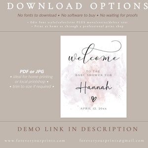 Baby Shower Welcome Sign Template, Baby Shower Decor, Minimalist, Blush ...
