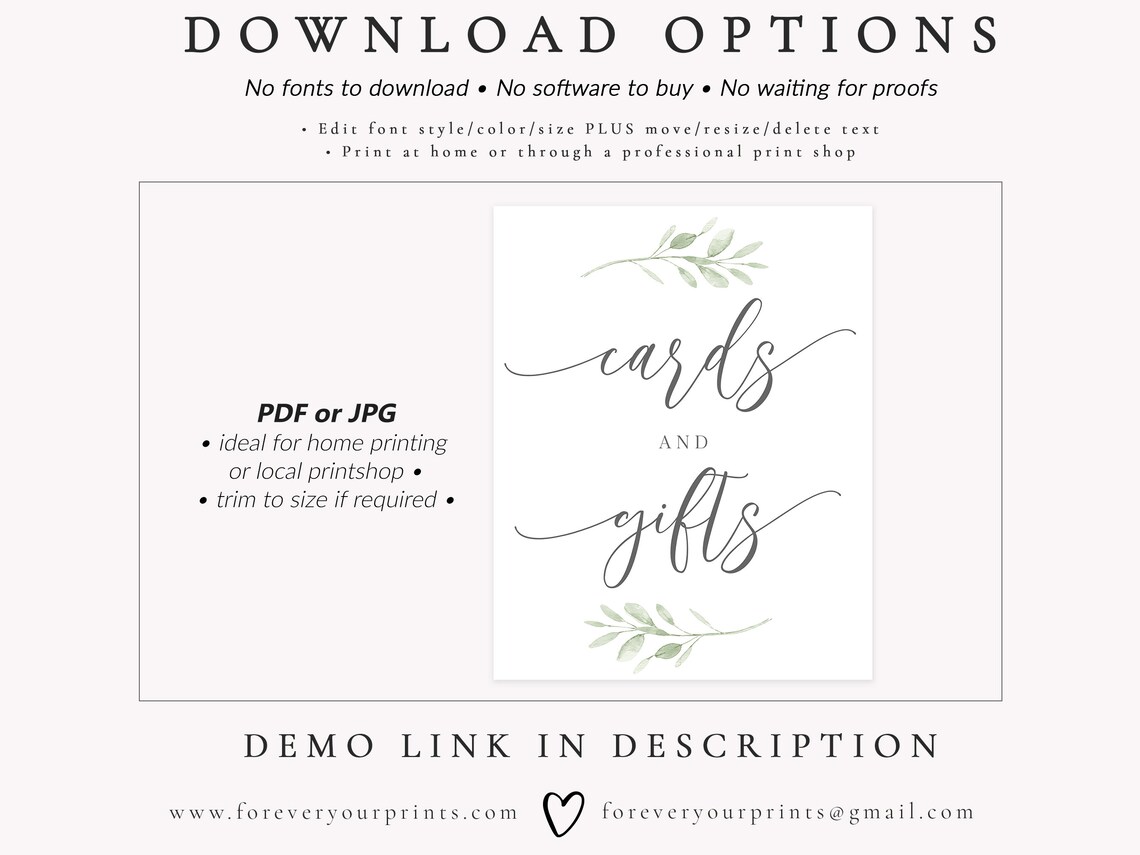 Baby Shower Sign Printable Cards and Gifts Sign Editable - Etsy