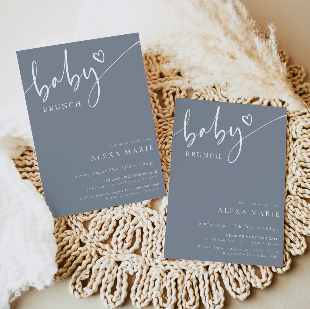 Baby Brunch Invitation Template, Printable Minimalist Baby Shower ...