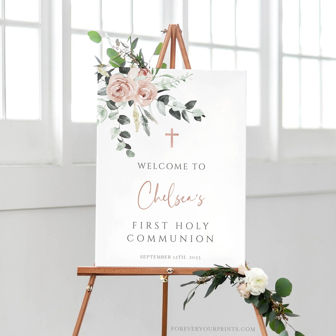 First Communion Welcome Sign Printable, 1st Communion Welcome Poster ...