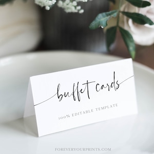 Minimalist Buffet Card Template | Food Label | Modern Wedding Buffet ...