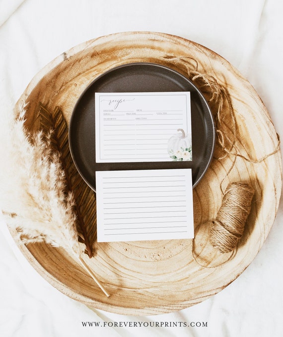 Fall Recipe Card Template, Bridal Shower Recipe Cards, Wedding Recipe ...