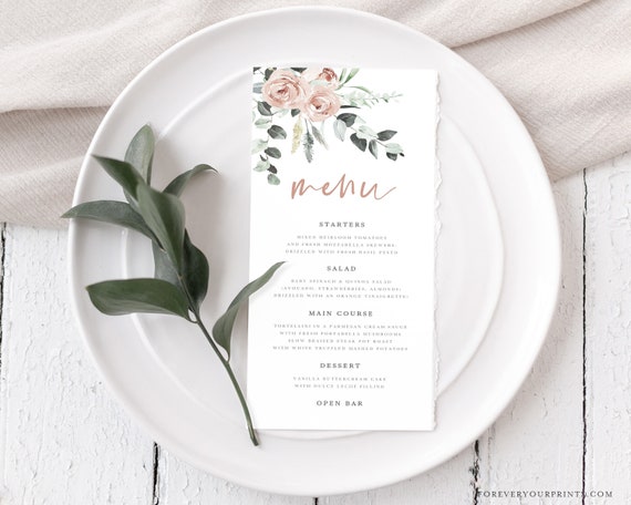 Wedding Menu Template Wedding Table Decor Dinner Menu - Etsy