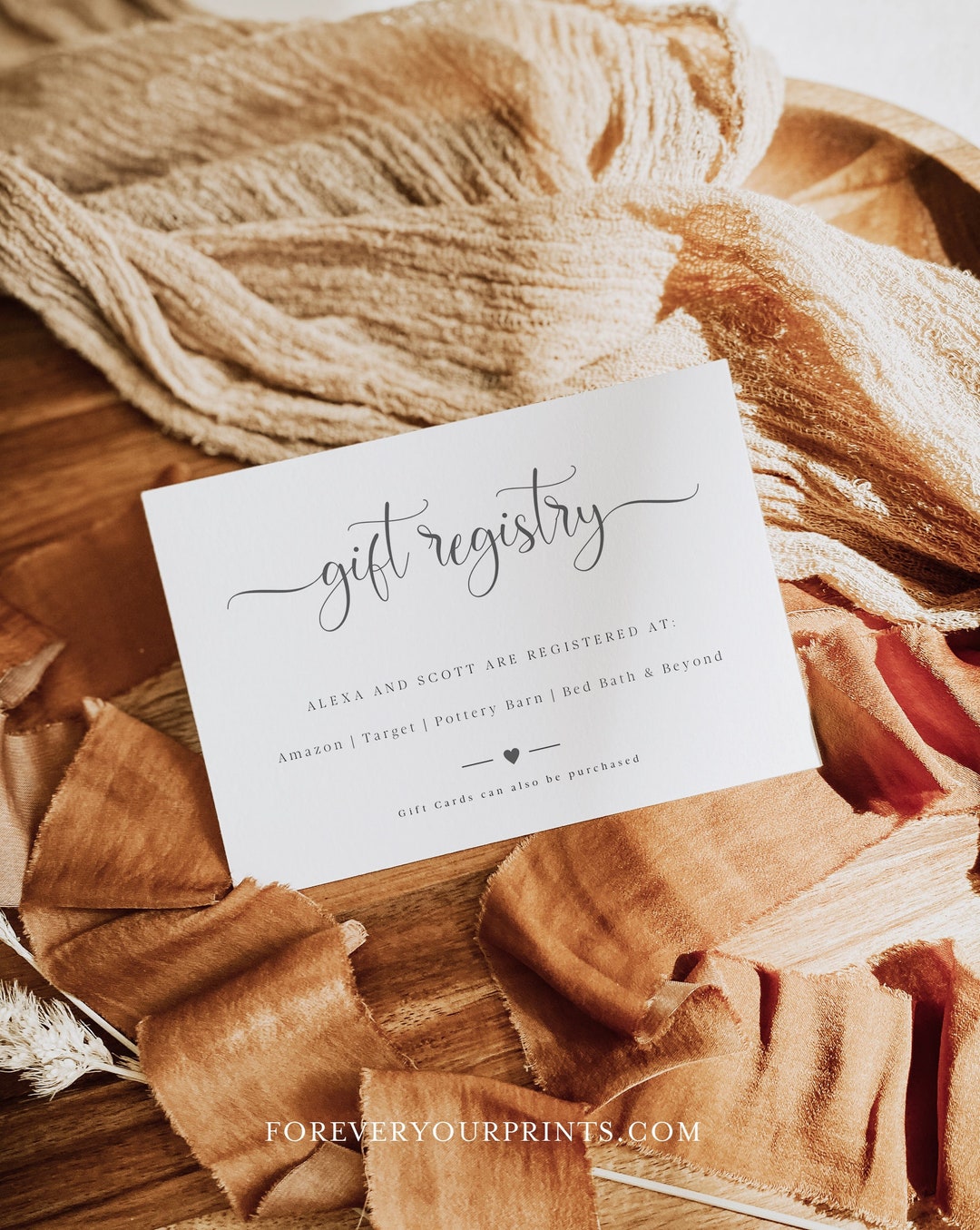 Wedding Registry Card Template, Gift Registry Card, Minimalist Wedding ...