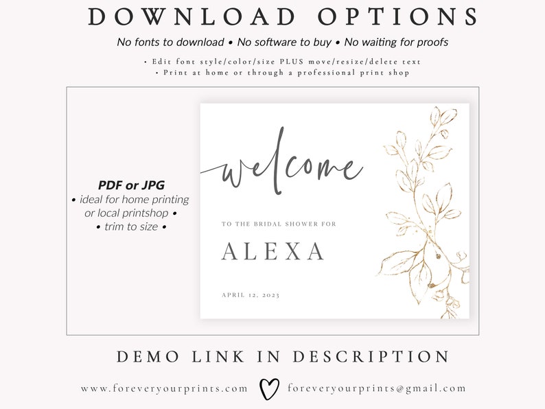 Minimalist Welcome Sign Template Printable Modern Bridal - Etsy