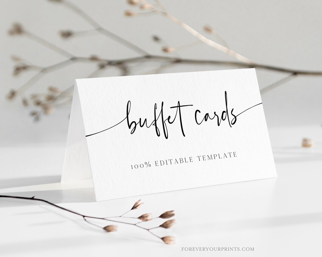 Minimalist Buffet Card Template | Food Label | Modern Wedding Buffet ...