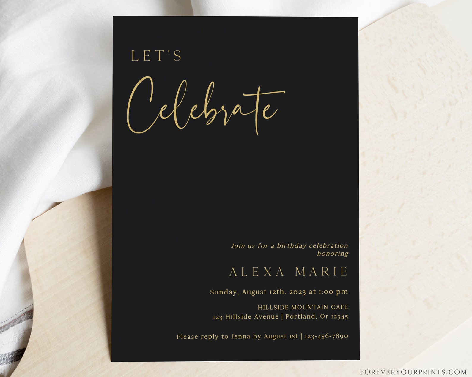 Classic Birthday Invitation Template Minimalist Adult - Etsy