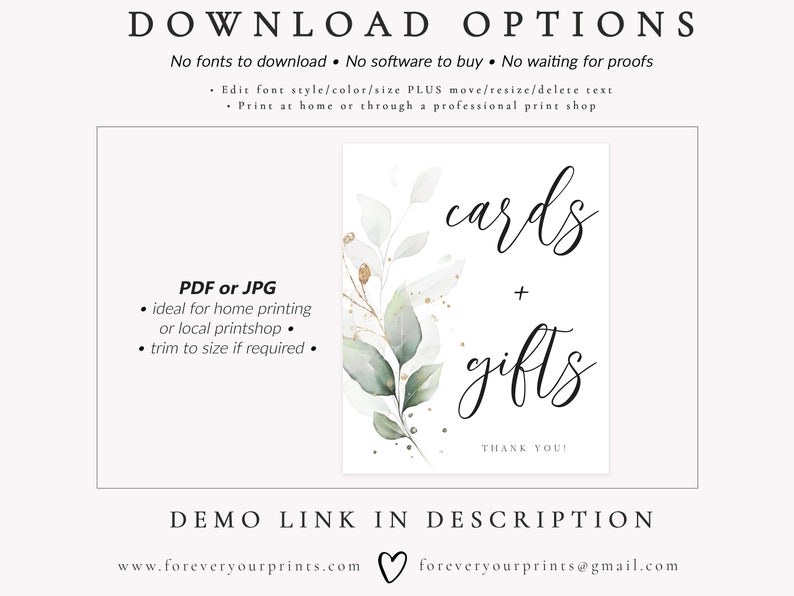 Cards and Gifts Sign Printable Wedding Gift Table Sign - Etsy