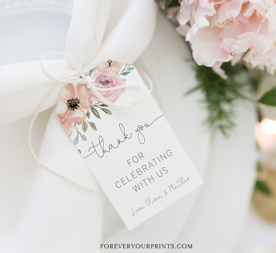 Wedding Thank You Tag Template 100% Editable Text Favor Tag - Etsy