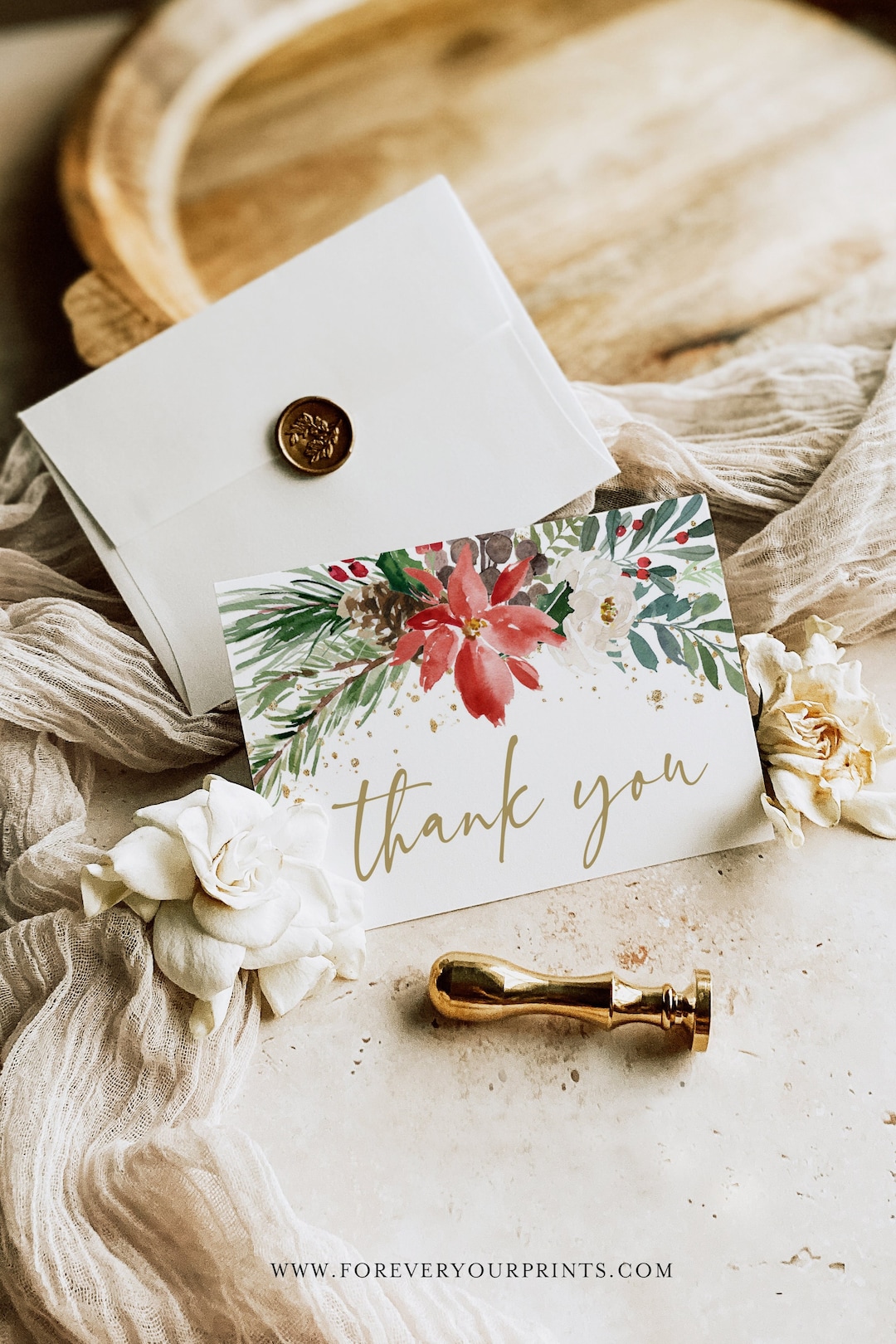 Thank You Card Template Winter Thank You Cards Christmas - Etsy