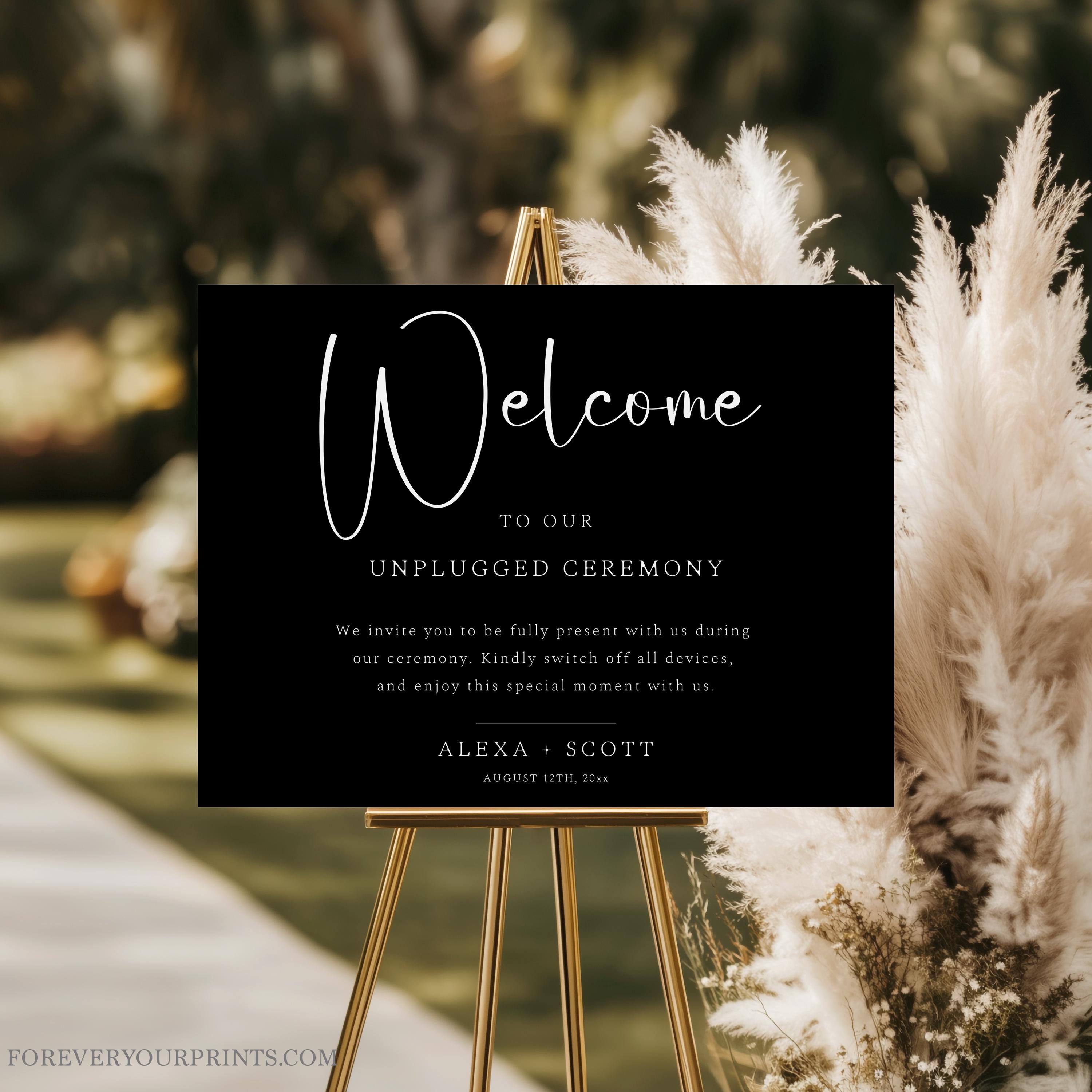 Unplugged Ceremony Sign, Modern Wedding Welcome Sign Printable ...