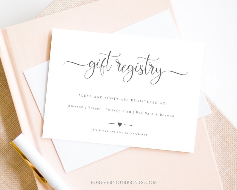 Wedding Registry Card Template Gift Registry Card Minimalist - Etsy