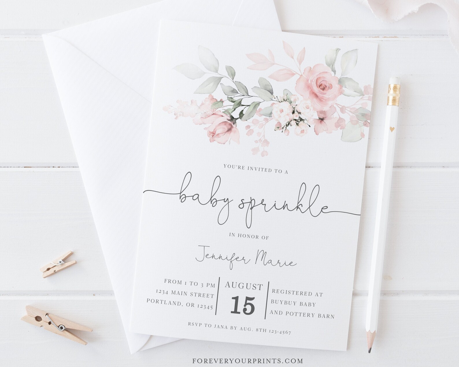 Floral Baby Sprinkle Invitation Girl Baby Girl Sprinkle | Etsy