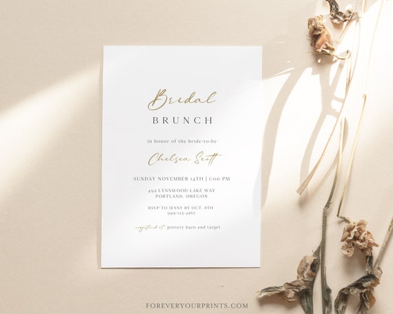 Minimalist Bridal Brunch Invitation Bridal Luncheon Invitation 