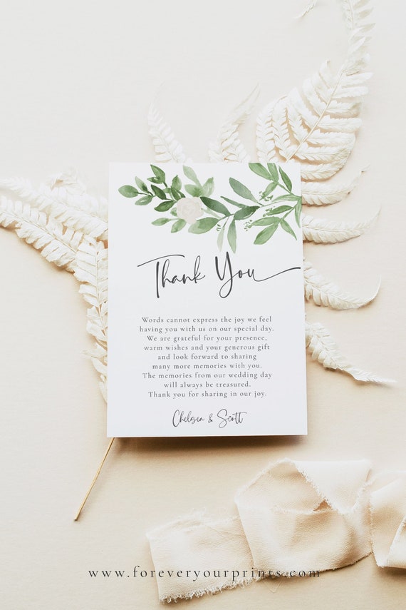Greenery Thank You Card Template, Simple Flat Thank You Card, Business ...