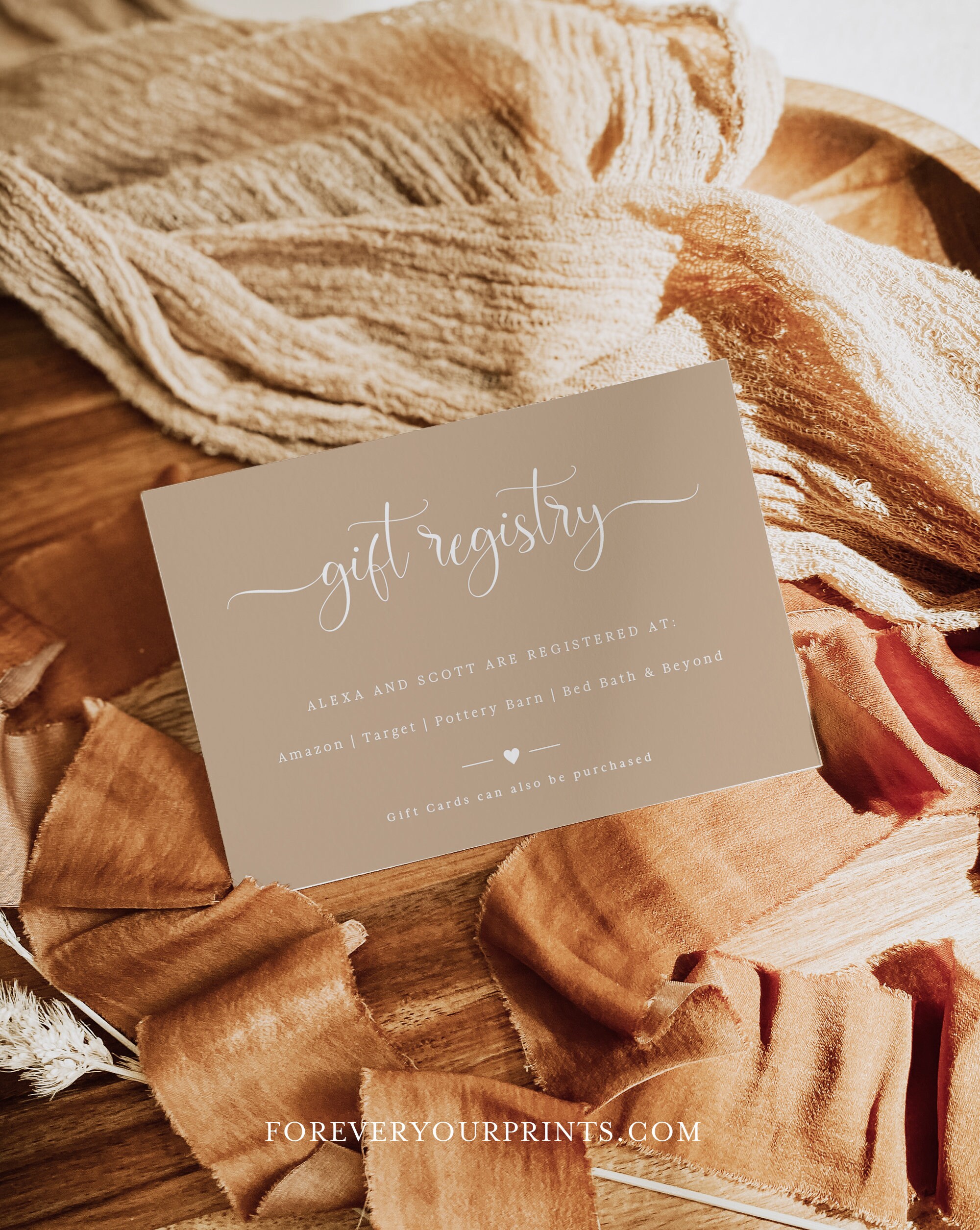 Wedding Registry Card Template Modern Gift Registry Card | Etsy