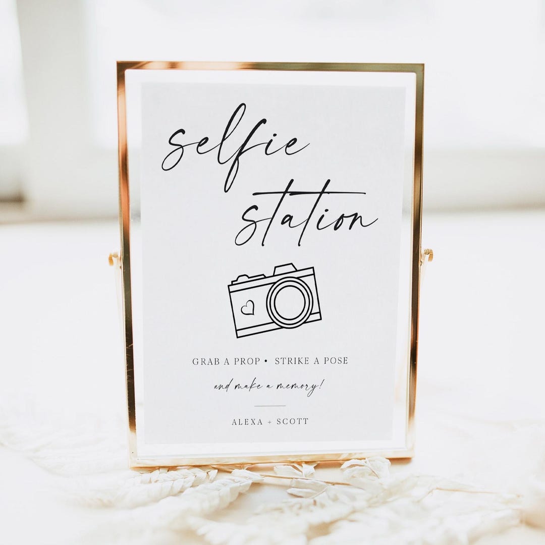 Photo Booth Sign Template, Wedding Photo Booth Sign, Selfie Station ...
