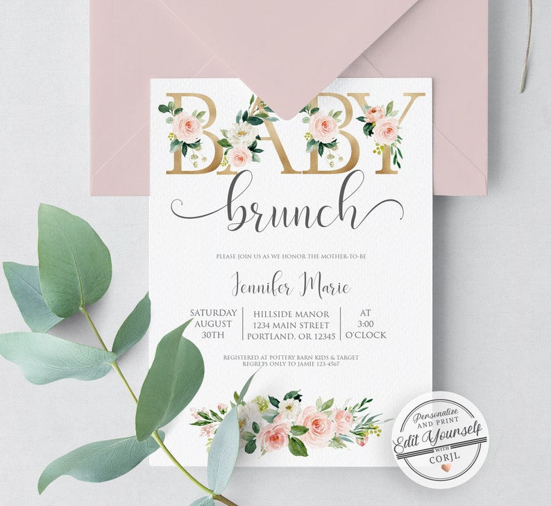 Baby Brunch Invitation Girl Editable Invitation Template Etsy Baby Brunch Invitation Girl Editable Invitation Template Etsy
