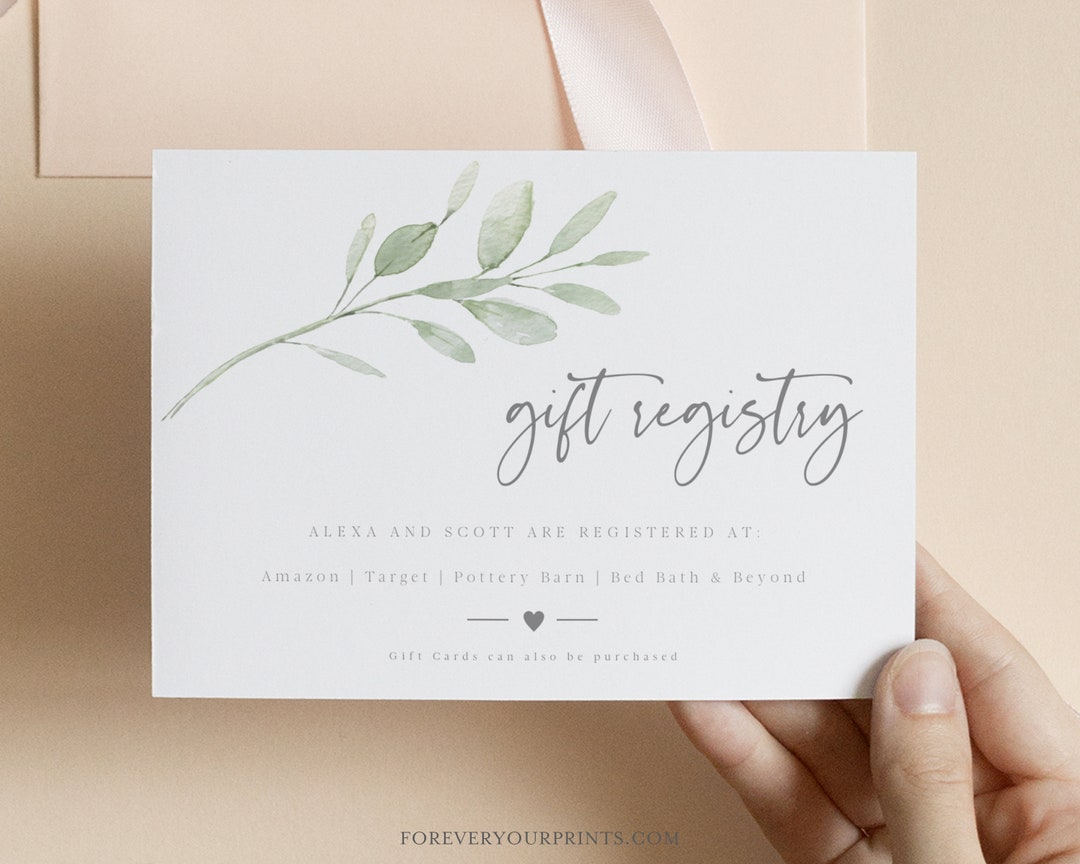 Wedding Registry Card Template, Gift Registry Card, Minimalist Wedding ...