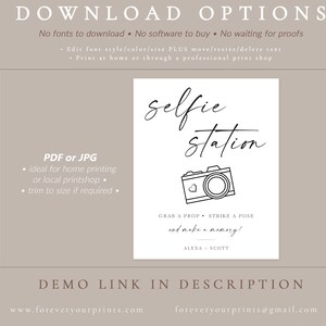 Photo Booth Sign Template, Wedding Photo Booth Sign, Selfie Station ...