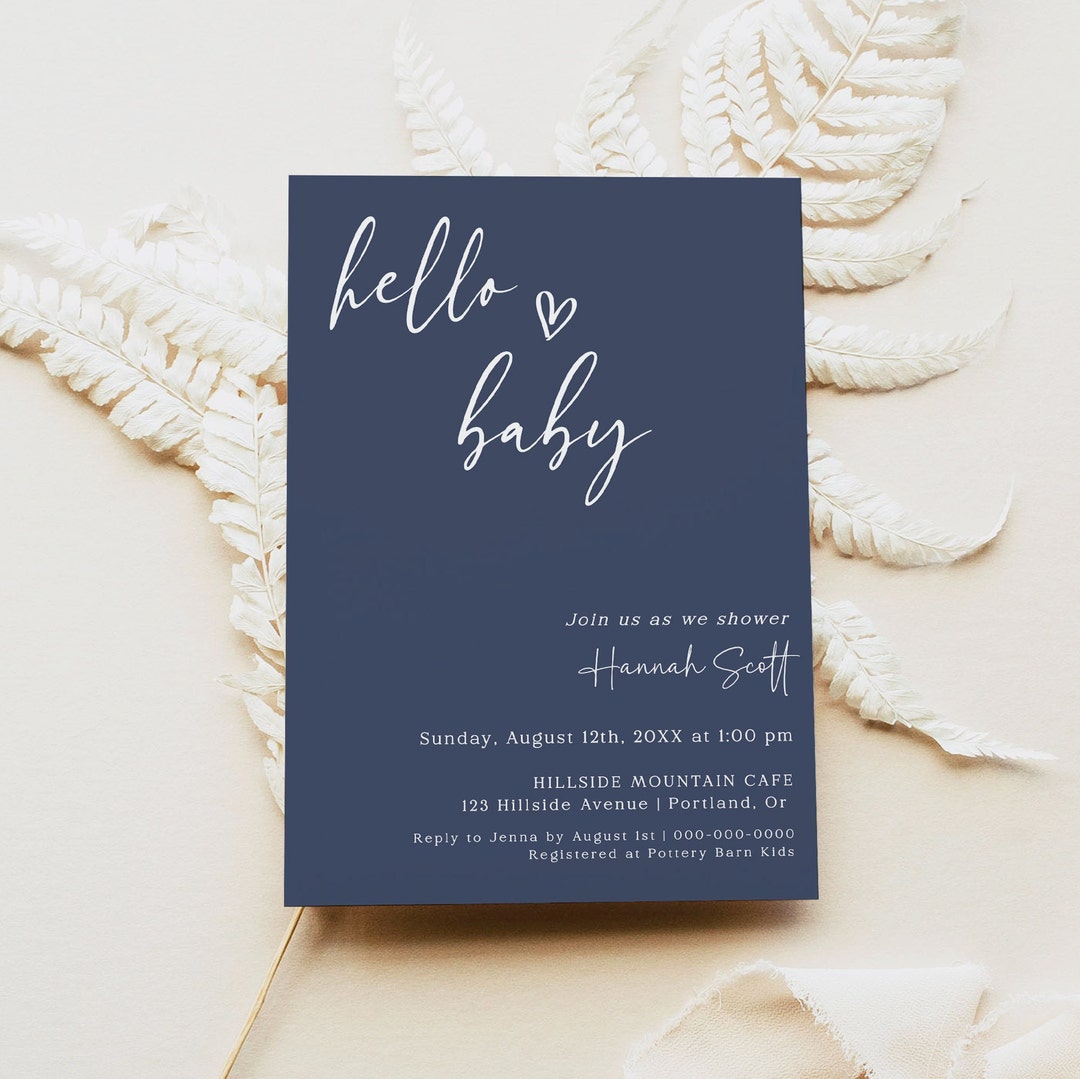 Plantilla de invitación de Baby Boy Shower / Invitación de Baby Shower ...