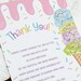 Ice Cream Thank You Card Template Editable Thank You Note Card Girl ...