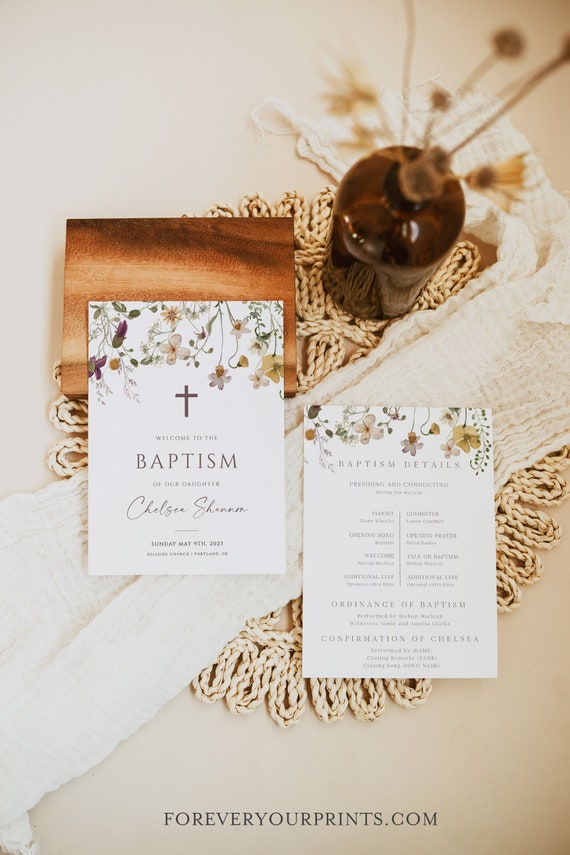 Baptism Program Template, LDS Program, Baby Girl Baptism, Printable ...