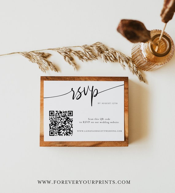QR Code Response Card, Wedding Rsvp Cards, Minimalist Online Reply Card ...