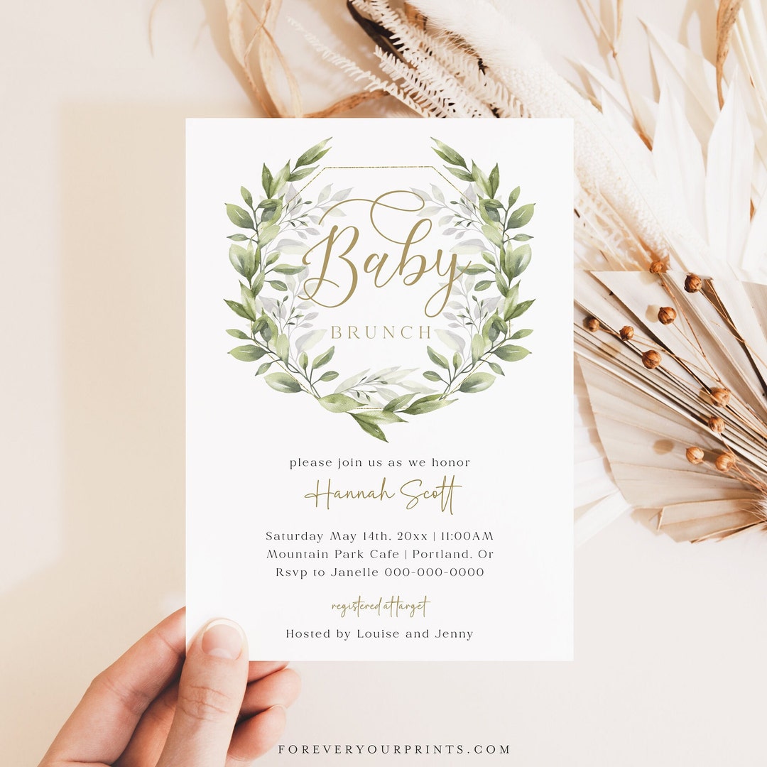 Baby Brunch Invitation, Minimalist Baby Shower Invite, Editable ...